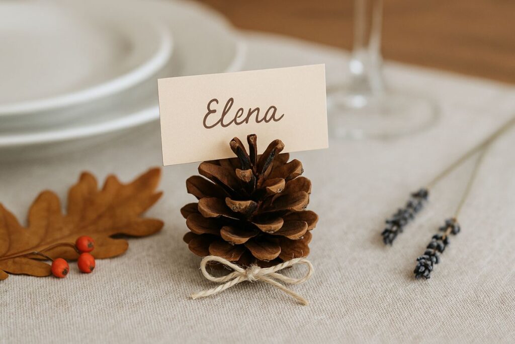 Con le pigne crei segnaposto profumati per la tavola di settembre